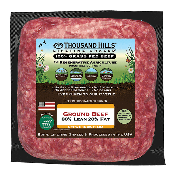Grass Fed Ground Beef 80/20 – Thousand Hills Lifetime Grazed