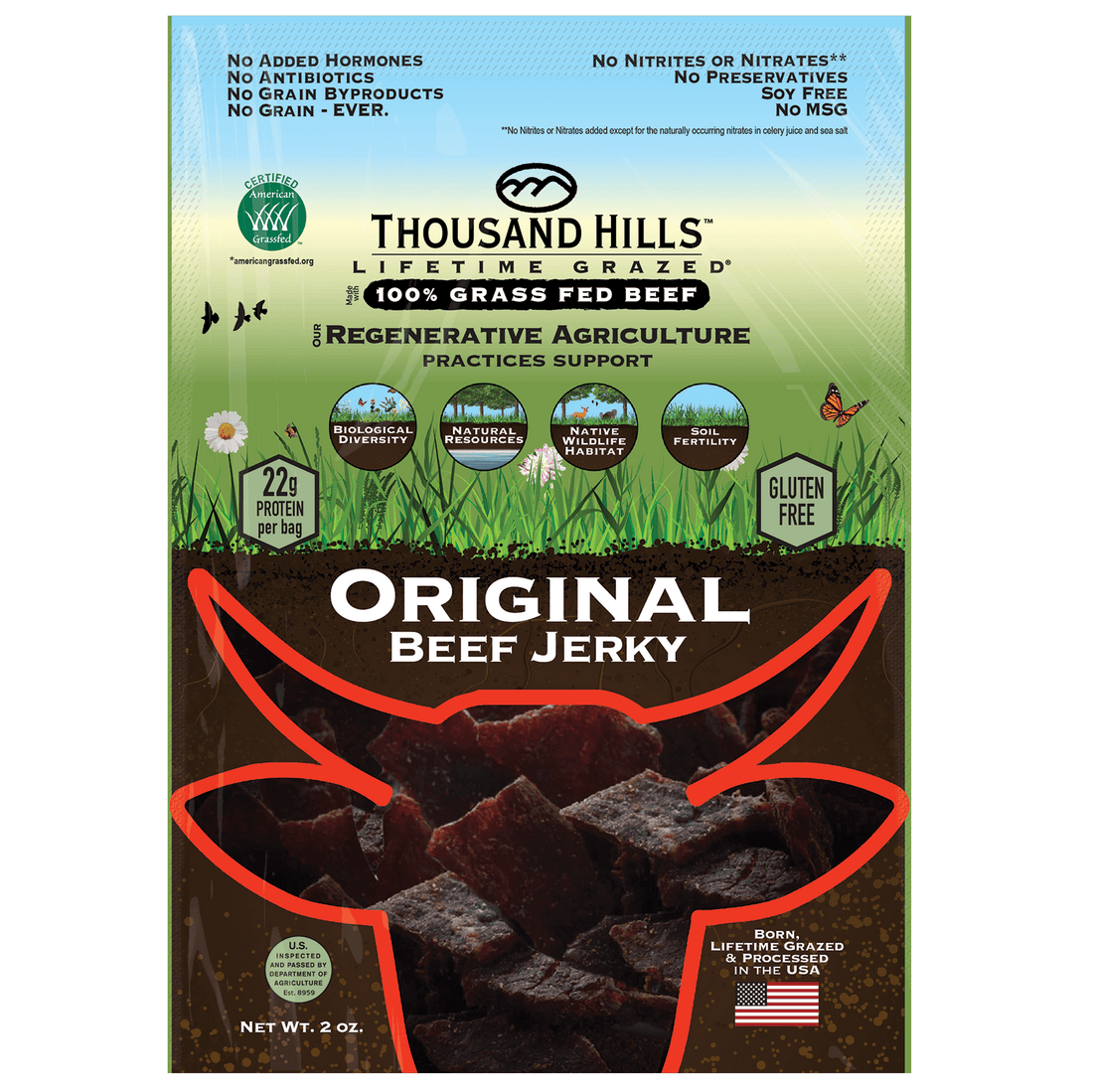 Grass Fed Original Beef Jerky – Thousand Hills Lifetime Grazed
