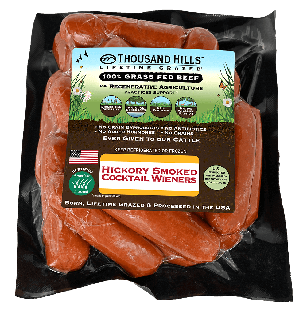Hickory Smoked Beef Cocktail Wieners – Thousand Hills Lifetime Grazed