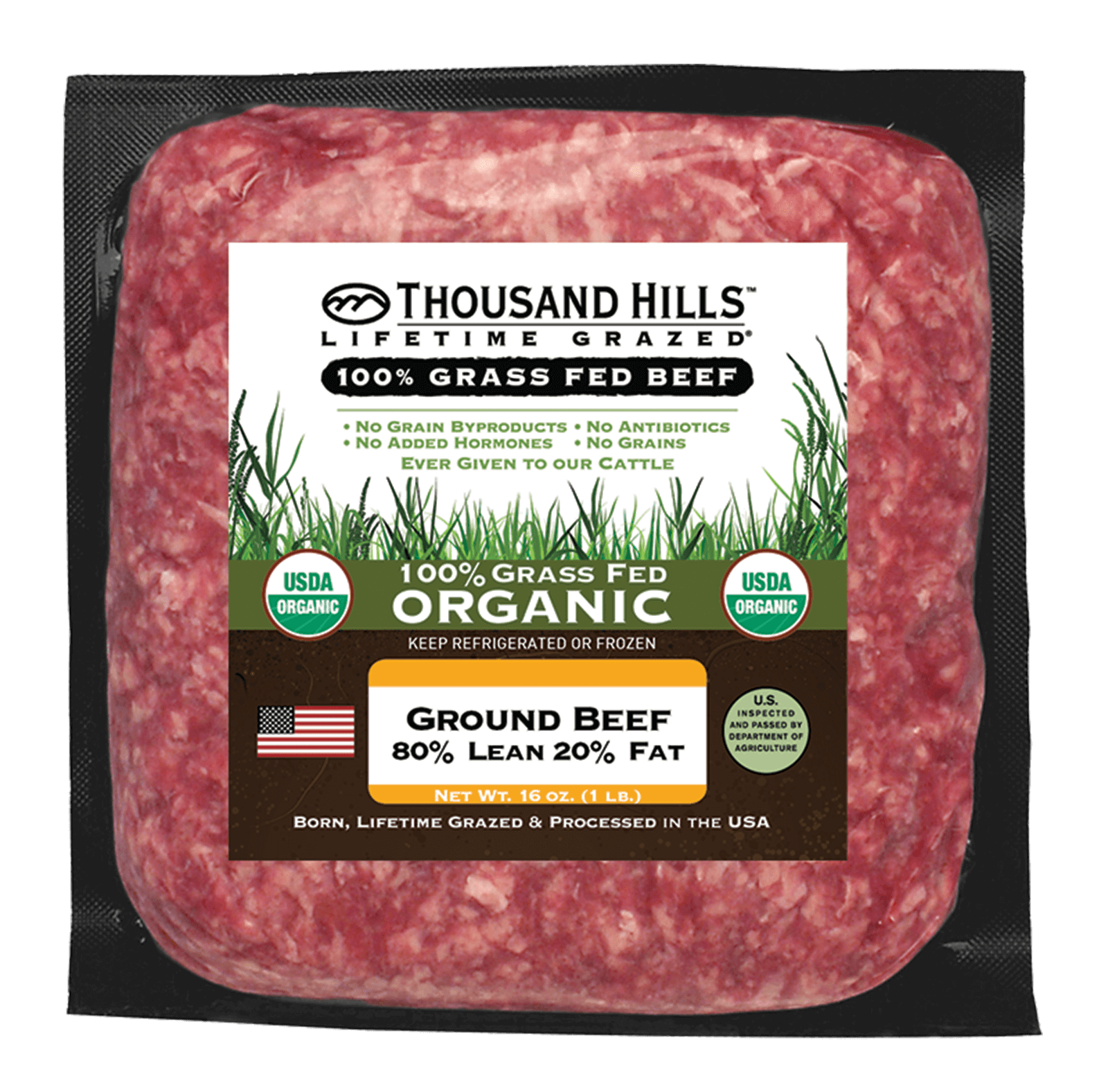 Organic 80/20 Grass Fed Ground Beef | 100% Grass Fed | Thousand Hills ...